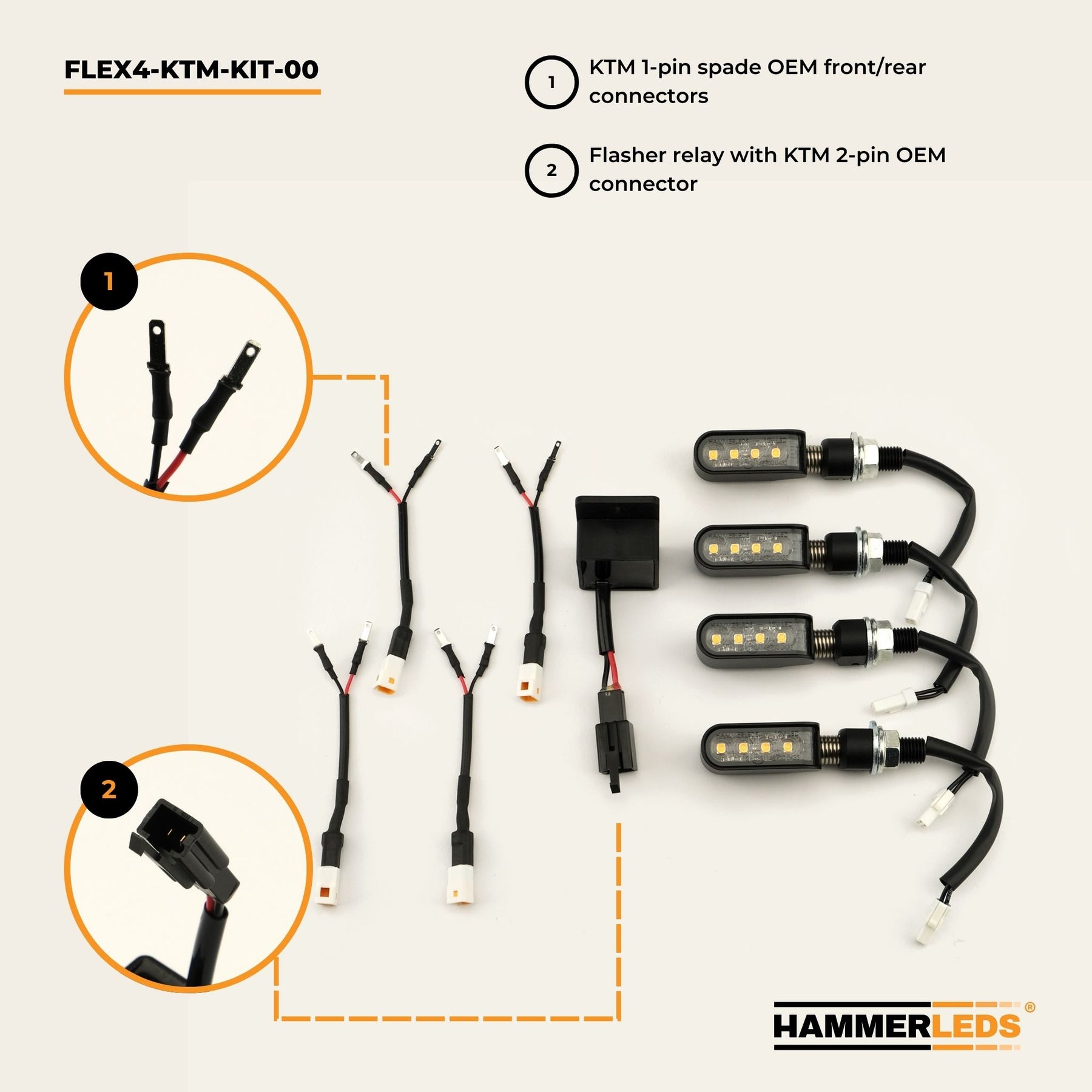FLEX 4 - KTM Motorcycle LED Turn Signals - Full Kit – HAMMERLEDS®